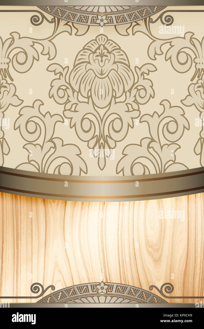 Vintage background with decorative patterns and wooden plate Stock ...
