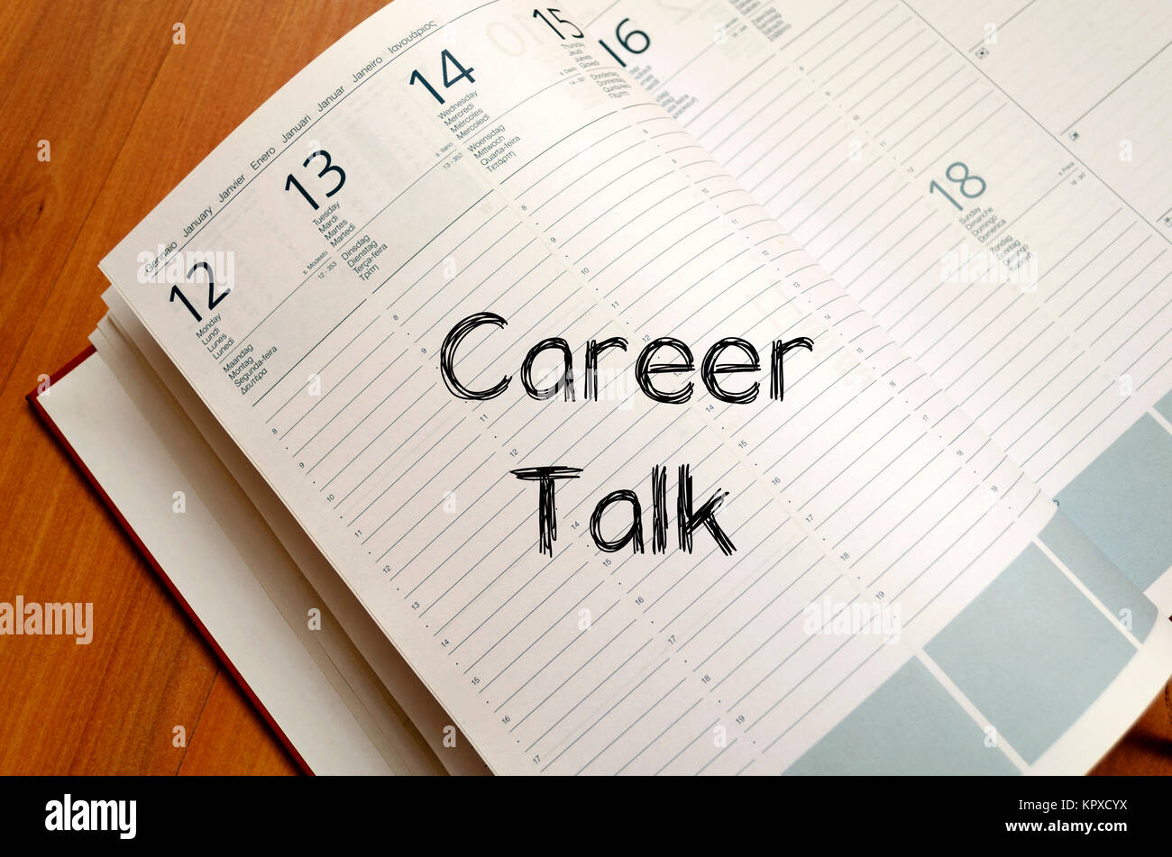 Career talk write on notebook Stock Photo - Alamy