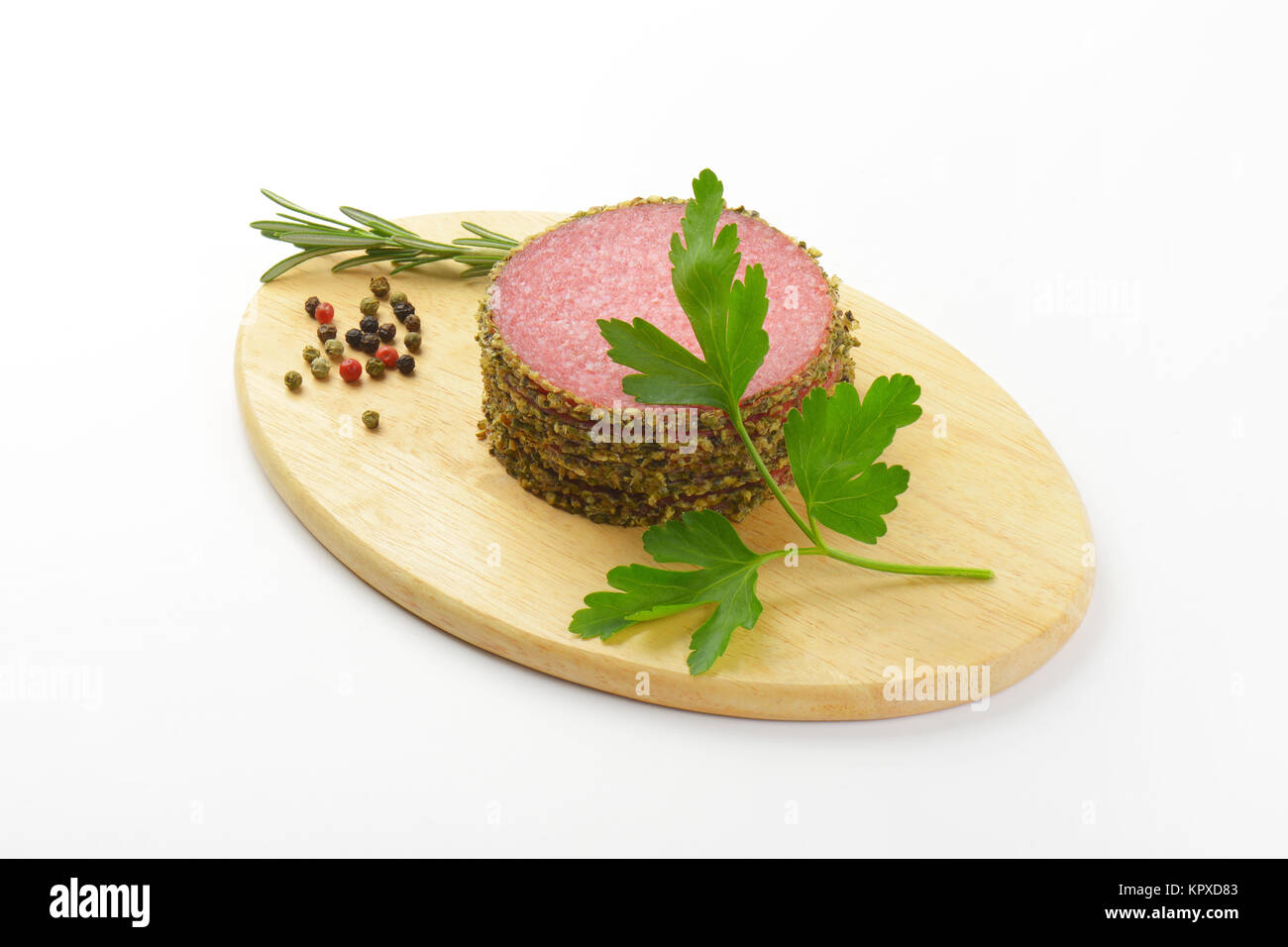 pepper coated salami Stock Photo - Alamy