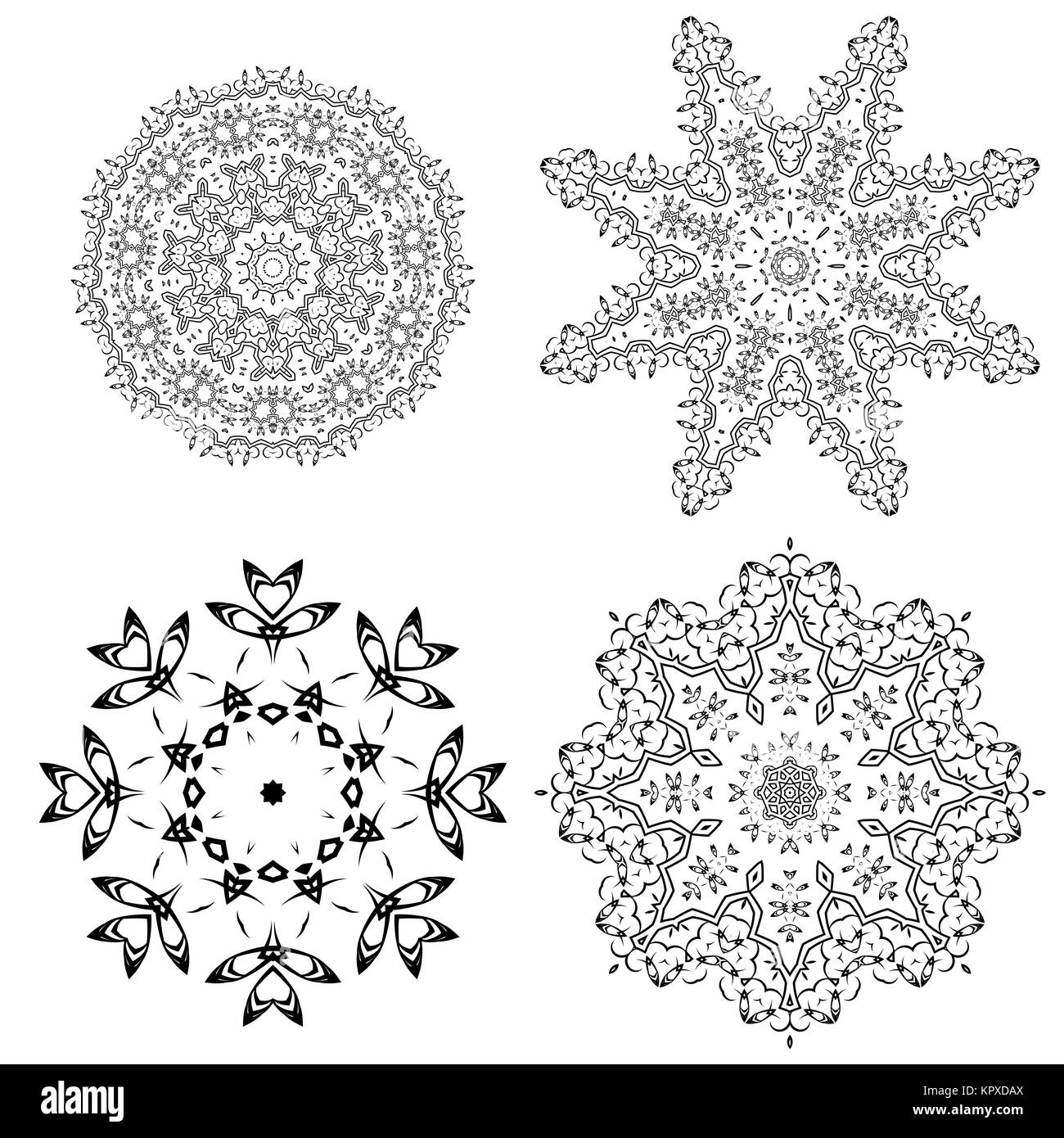 Round Geometric Ornaments Set Isolated Stock Photo - Alamy