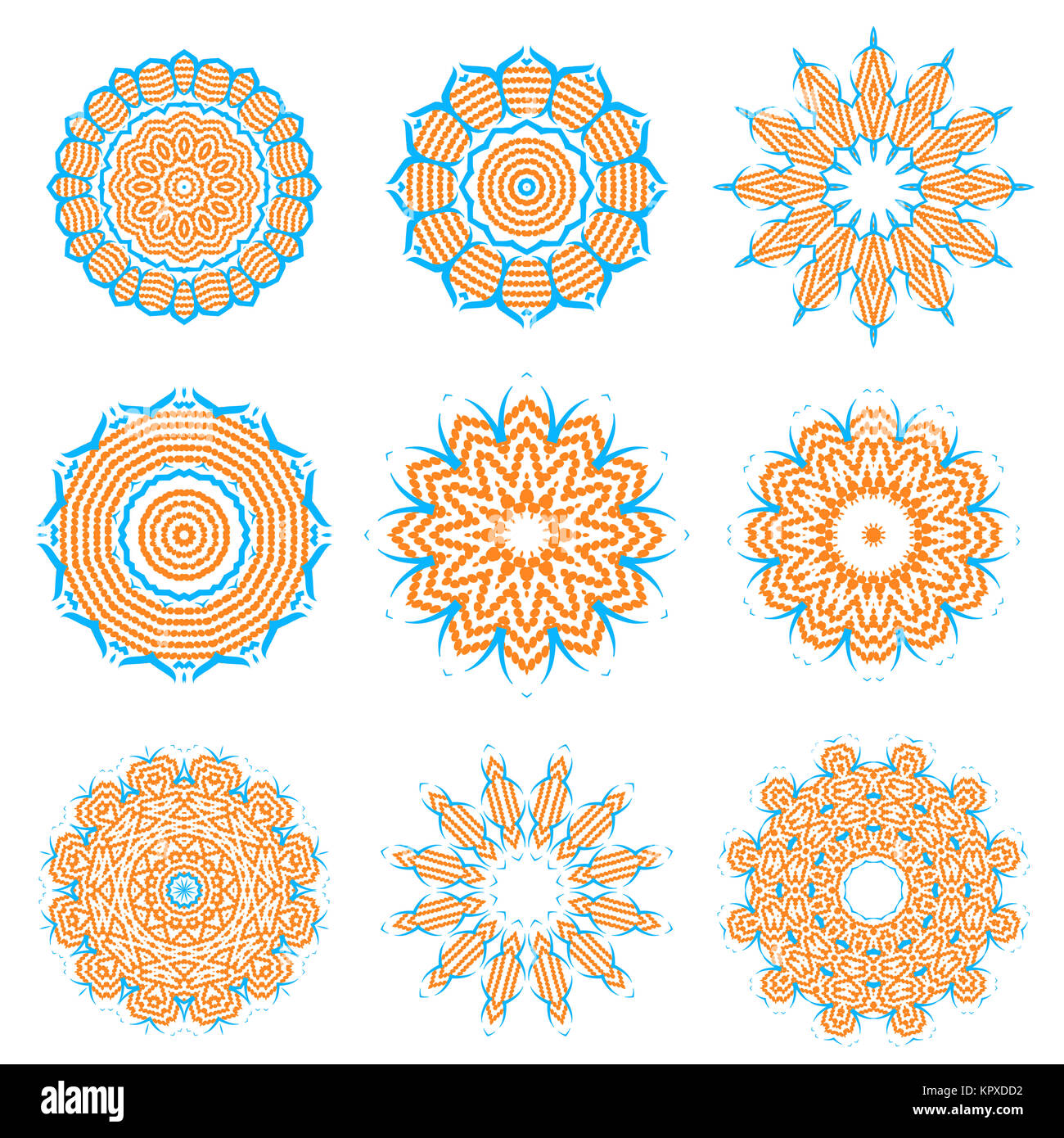 Round Geometric Ornaments Set Isolated Stock Photo - Alamy