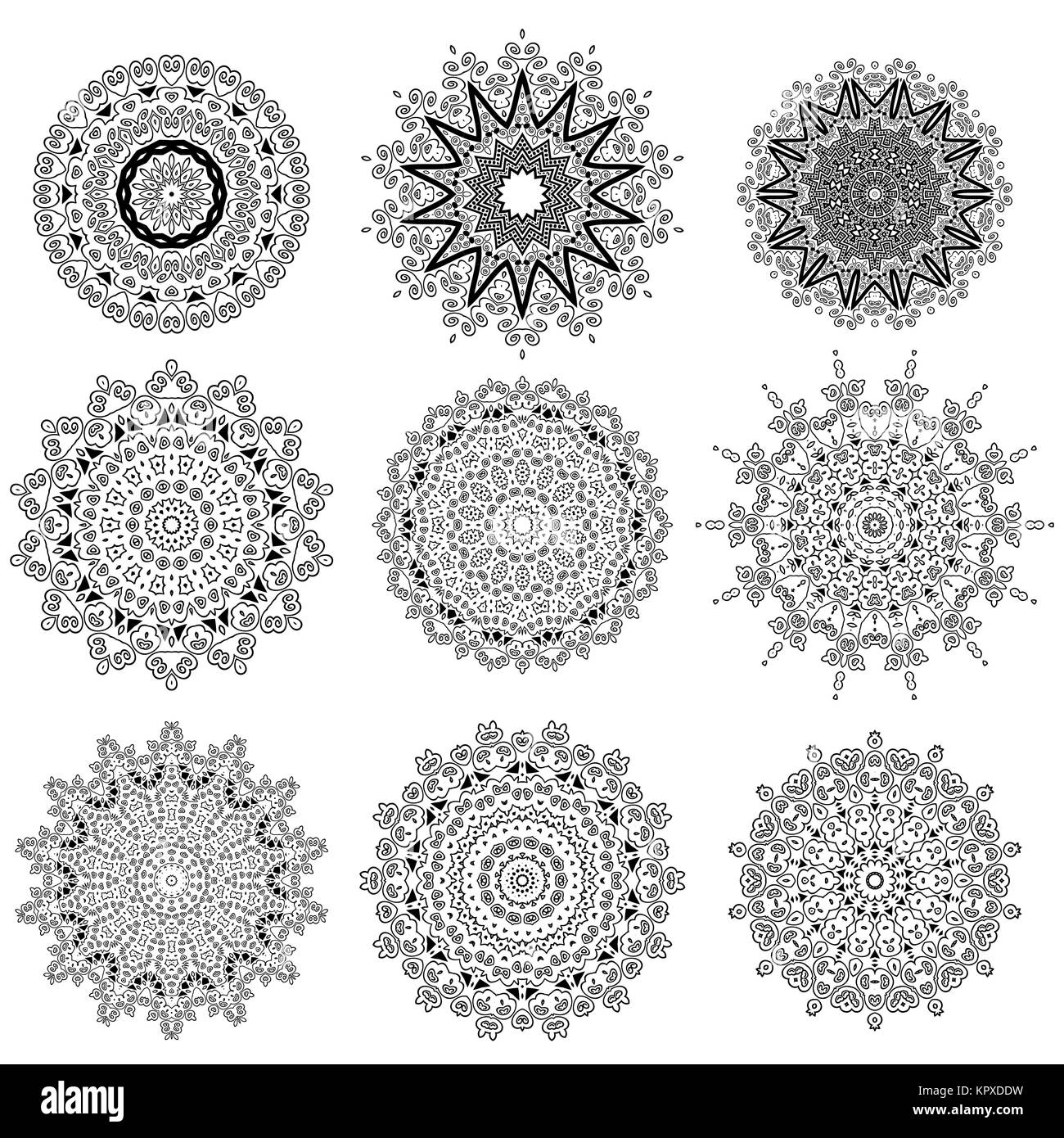 Round Geometric Ornaments Set Stock Photo - Alamy