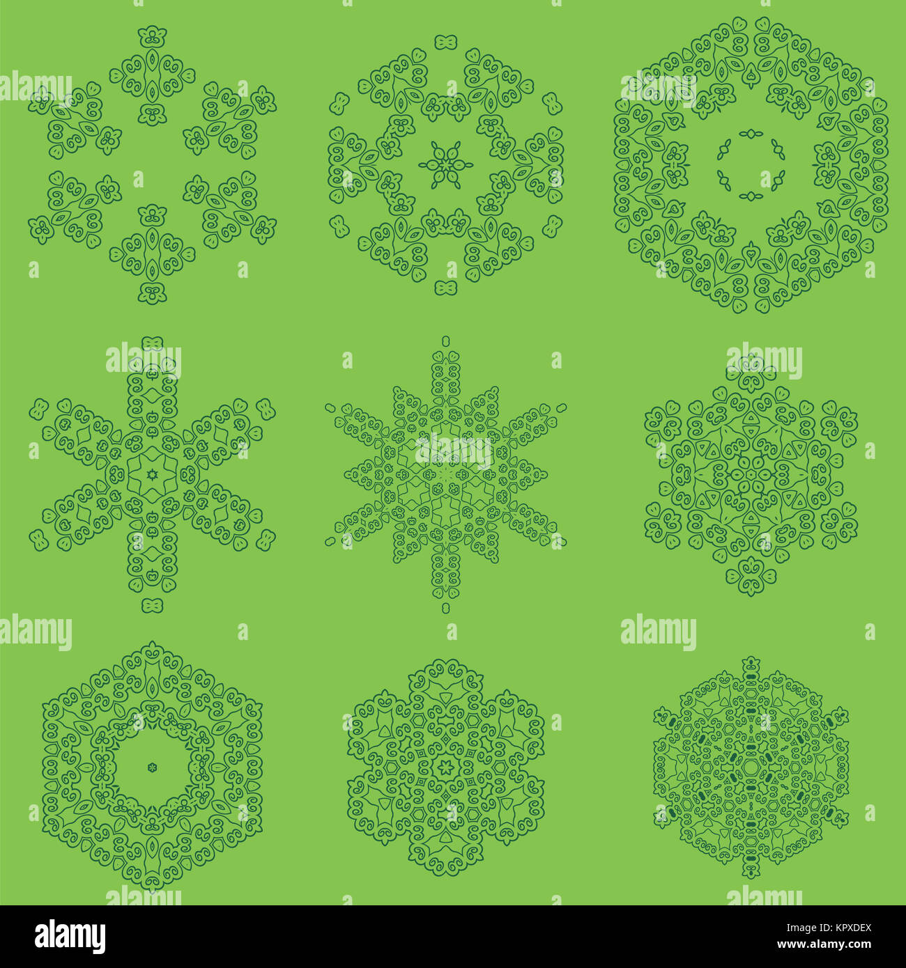 Round Geometric Ornaments Set Isolated Stock Photo - Alamy