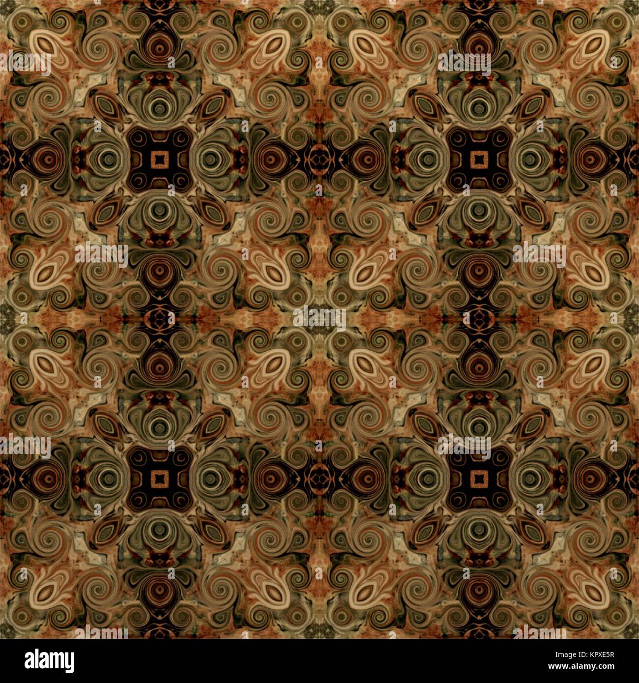 Seamless raster pattern in oriental style Flower psychedelic mosaic ...
