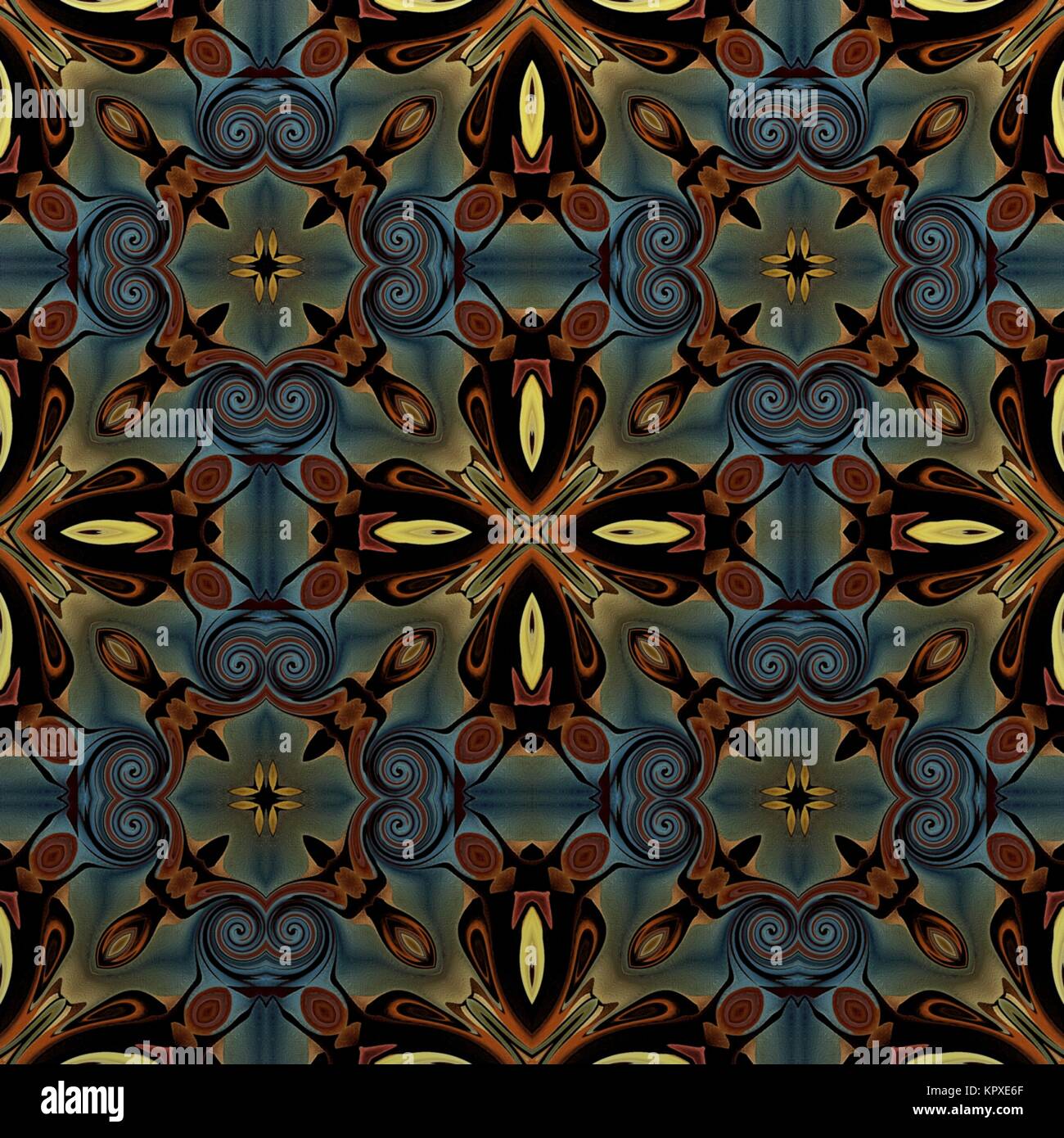 Seamless raster pattern in oriental style Flower psychedelic mosaic ...