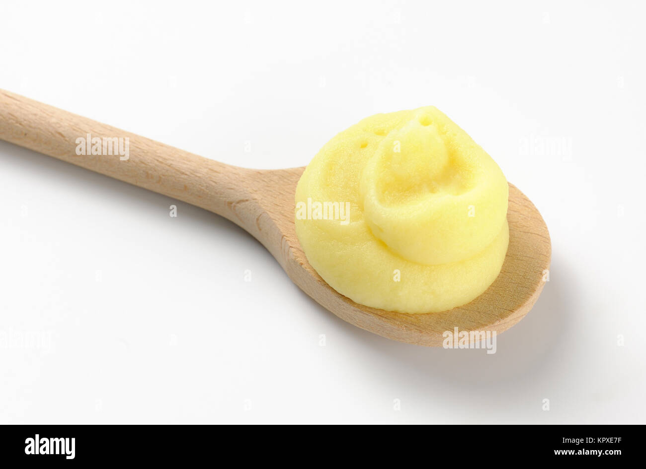 mashed potatoes on wooden spoon Stock Photo - Alamy