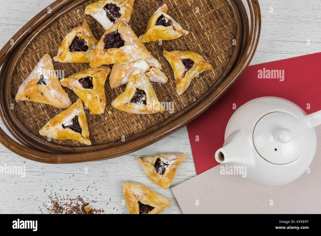 Tea, buns with jam Stock Photo - Alamy