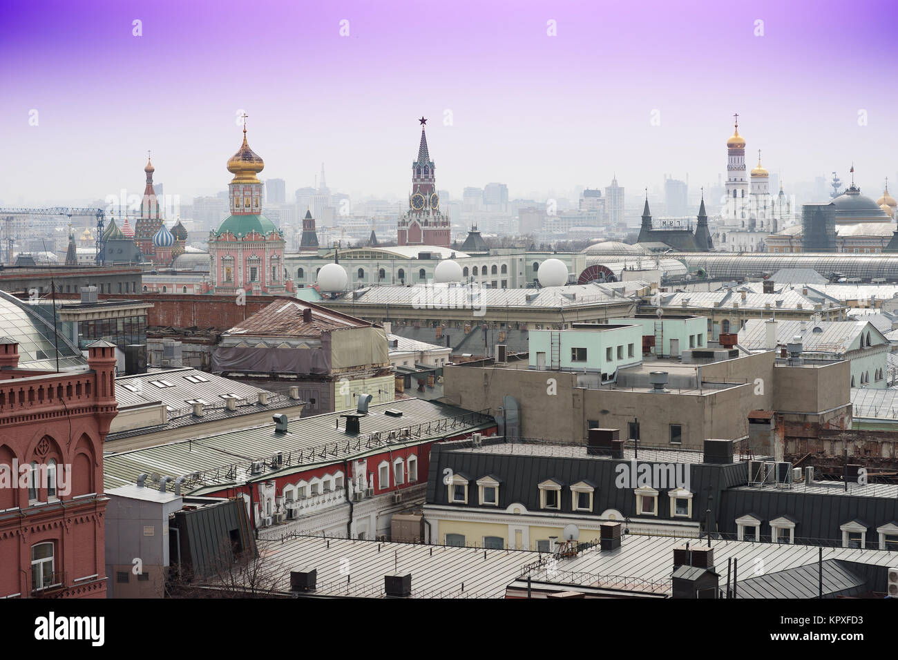 Moscow downtown streets from above background Stock Photo - Alamy