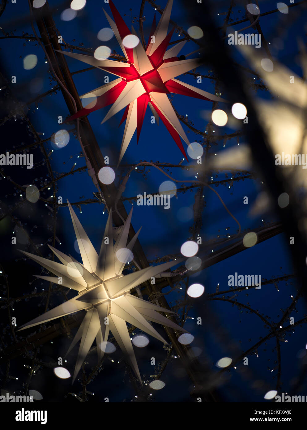 Herrnhut, Germany. 07th Dec, 2017. Illuminated Christmas stars hang in ...