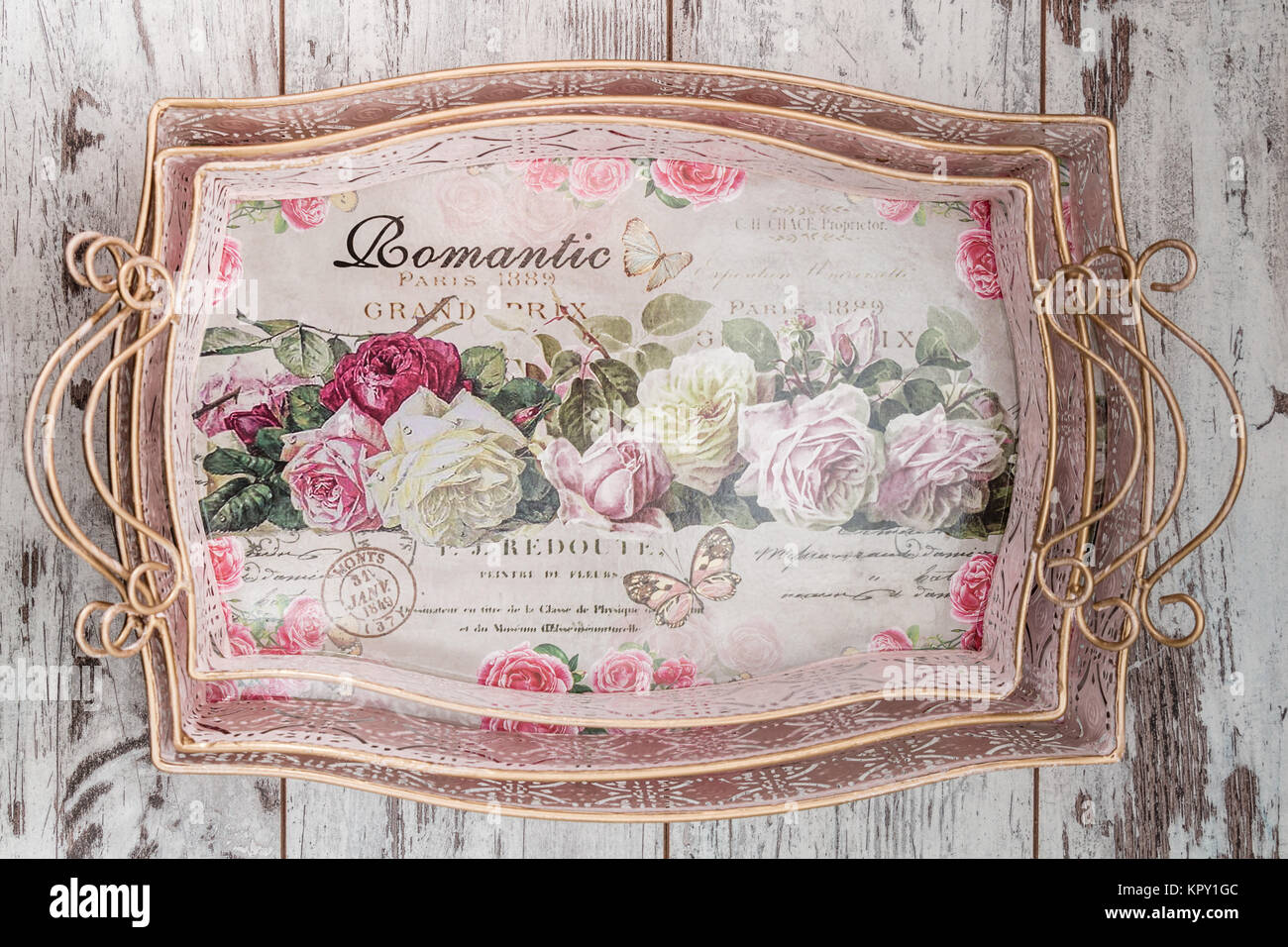 Decorative Tray with Floral Pattern Stock Photo - Alamy
