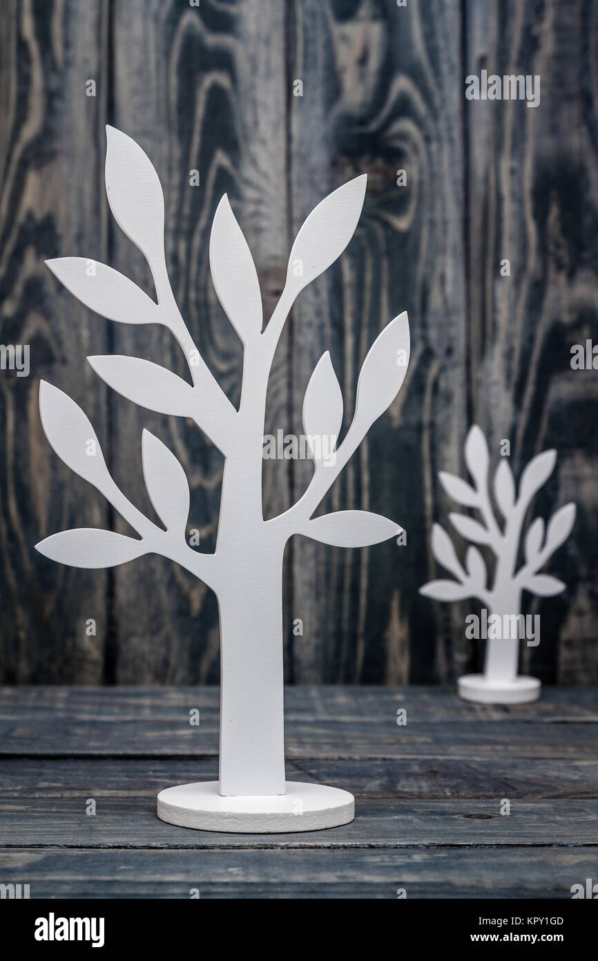 White Hand Made Wooden Trees Stock Photo - Alamy