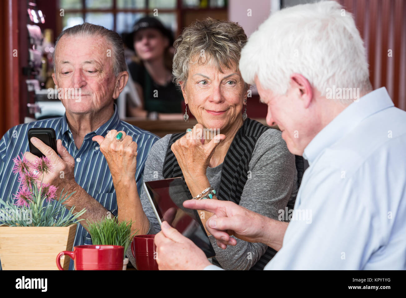 Distracted senior cafe hi-res stock photography and images - Alamy
