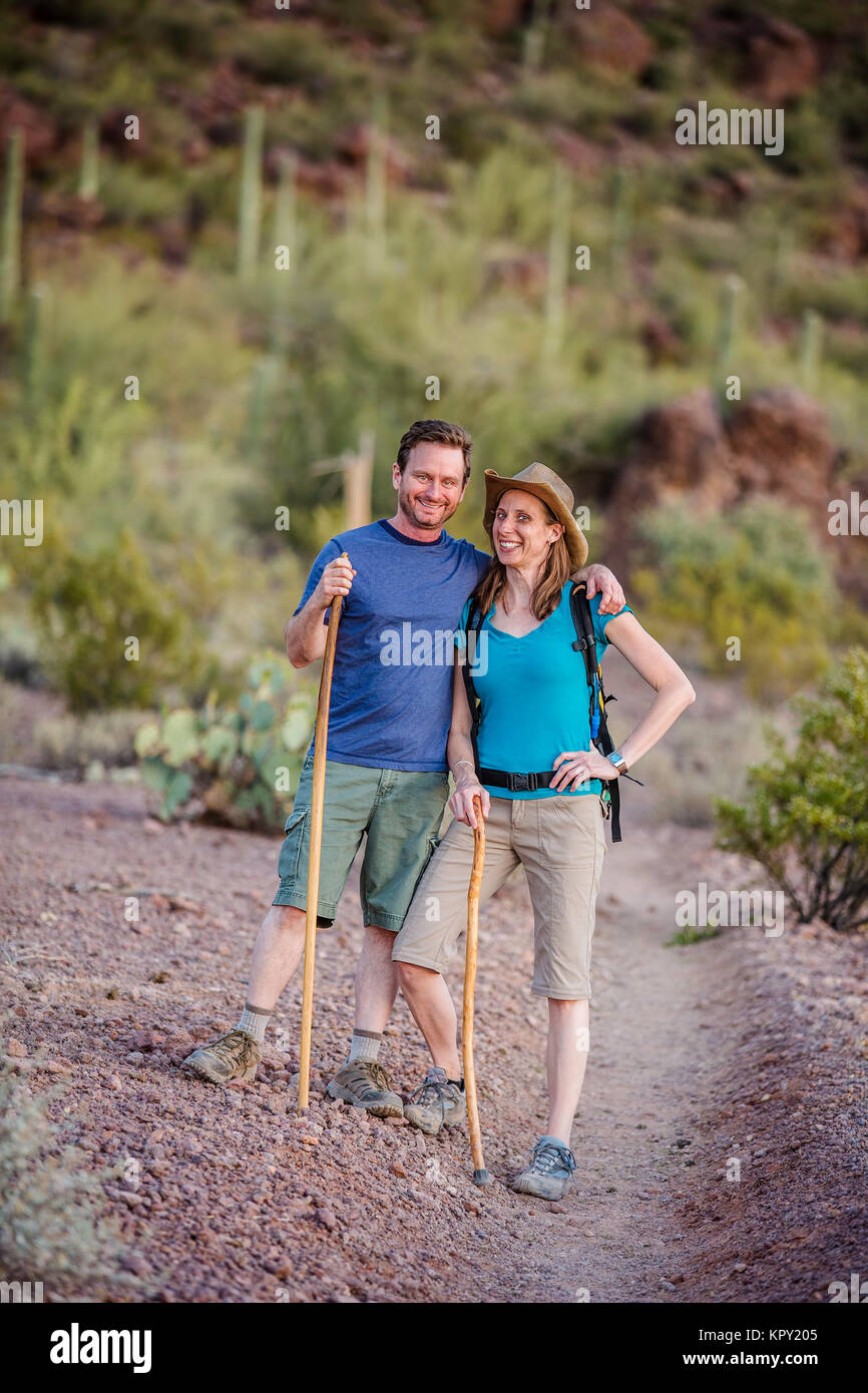 Affectionate Couple on Nature Trail Stock Photo - Alamy
