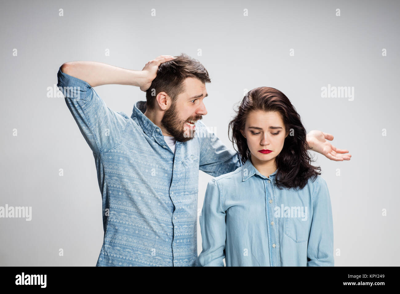 The young couple with different emotions during conflict Stock Photo ...