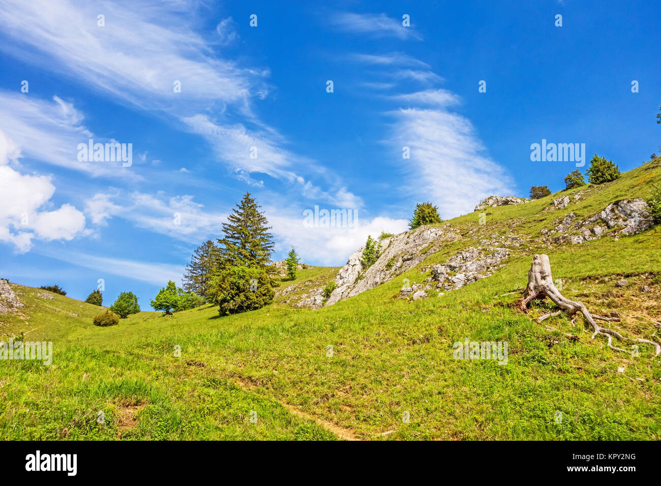 Mountains of the valley Eselsburger Tal, Swabian Alps Stock Photo - Alamy