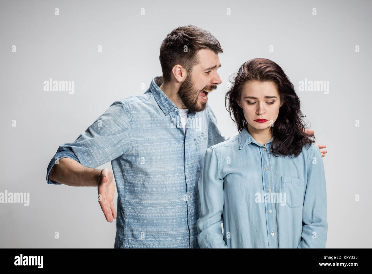 The young couple with different emotions during conflict Stock Photo ...