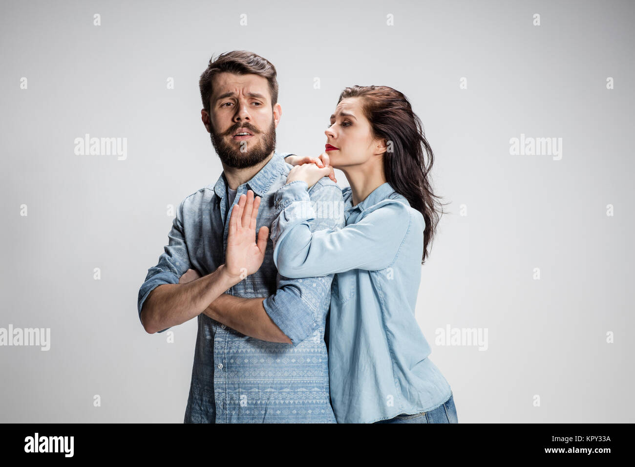 The young couple with different emotions during conflict Stock Photo ...