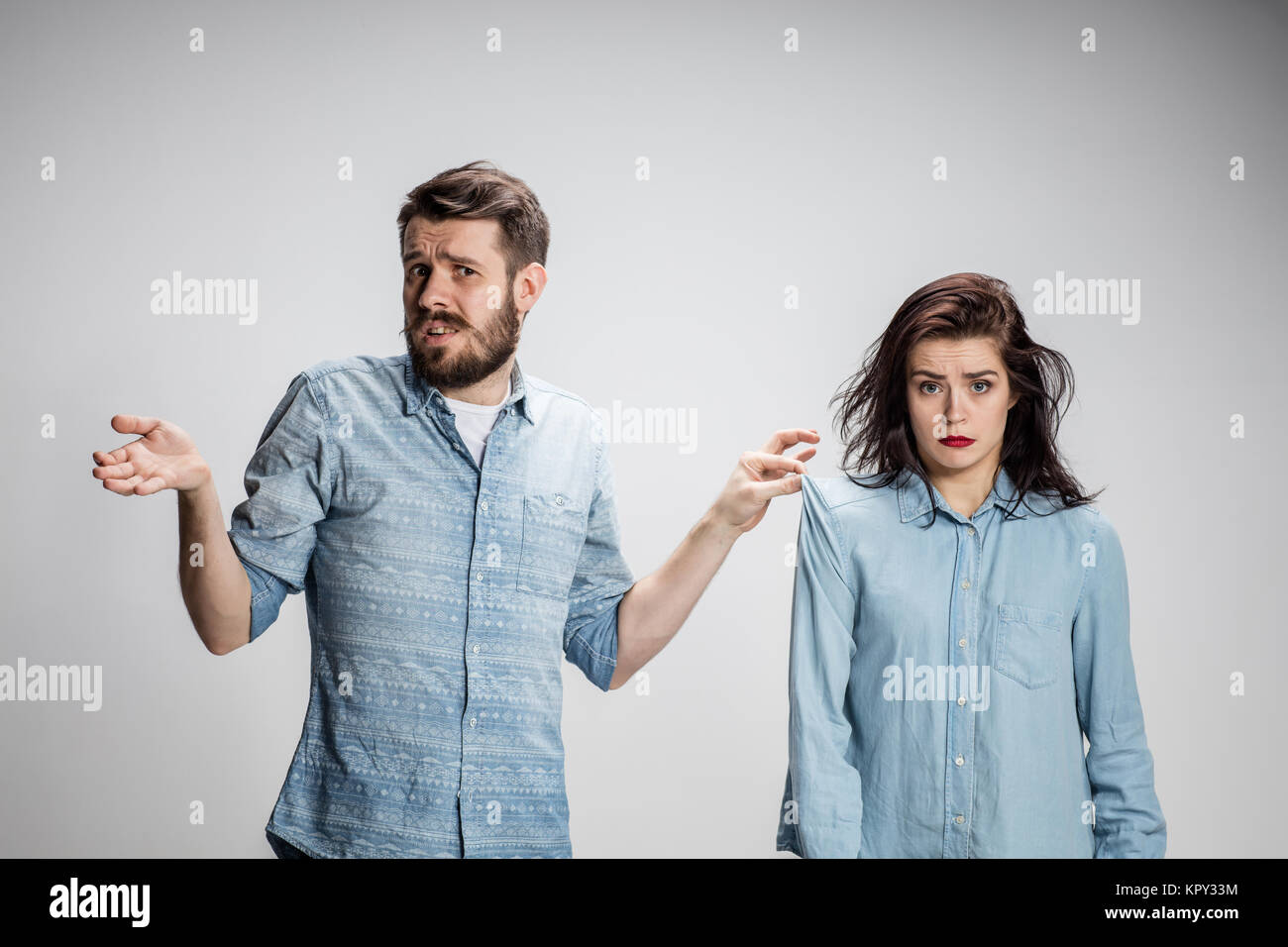The young couple with different emotions during conflict Stock Photo ...