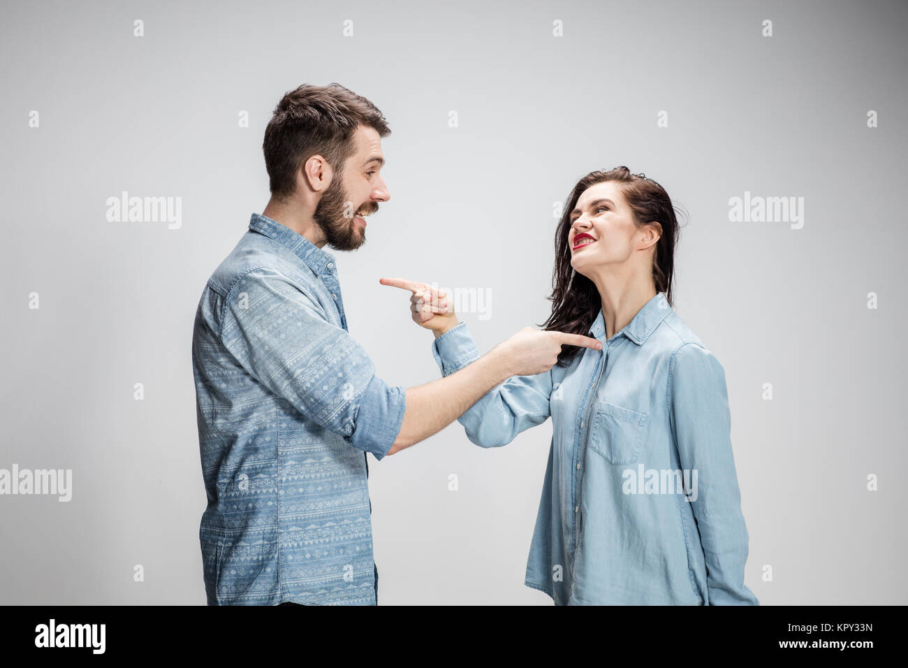 The young couple with different emotions during conflict Stock Photo ...