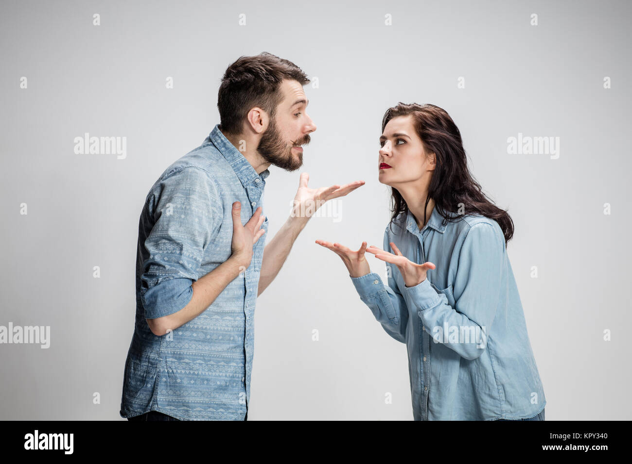 The young couple with different emotions during conflict Stock Photo ...