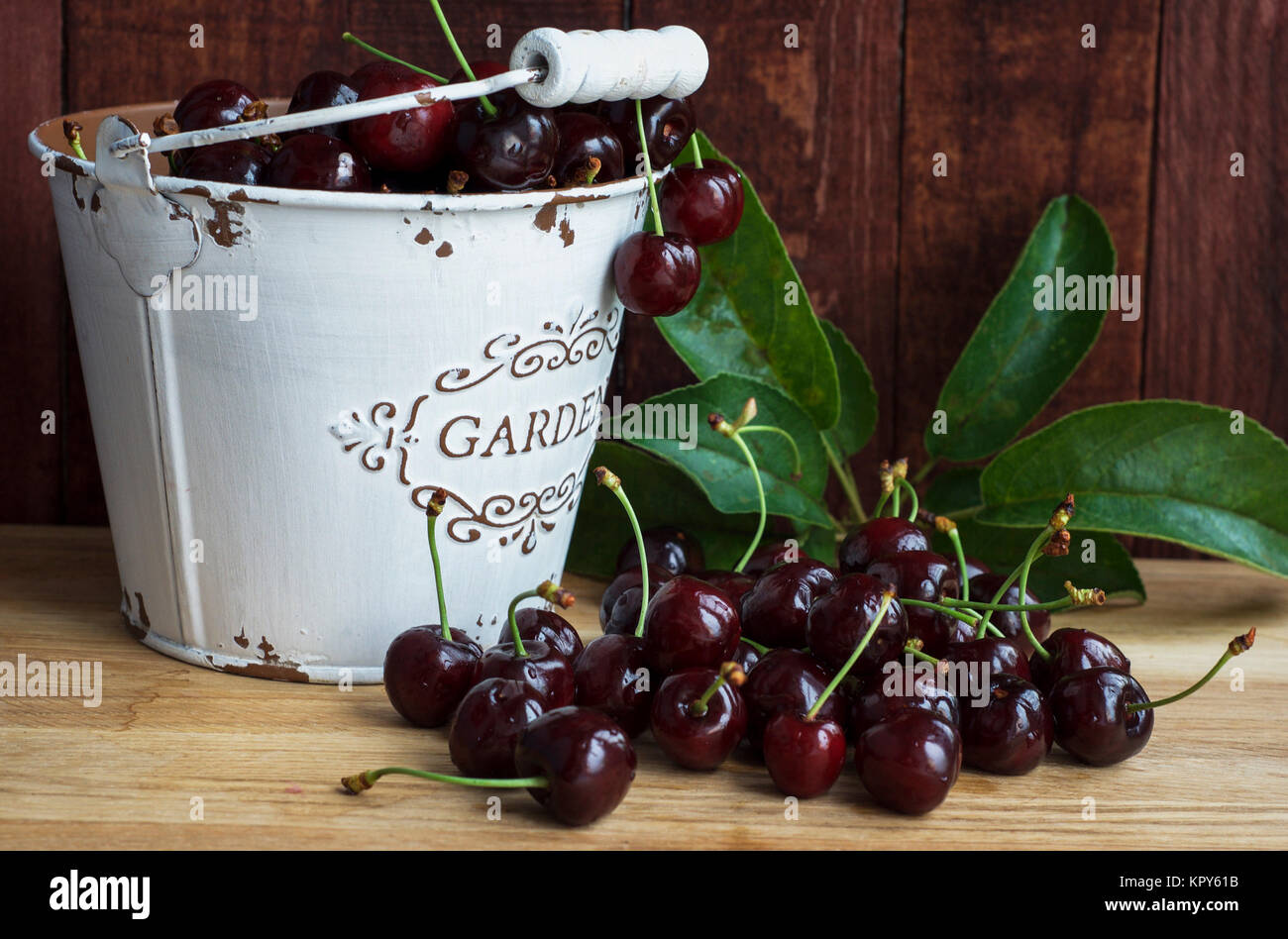 Fresh dark red cherry Stock Photo - Alamy