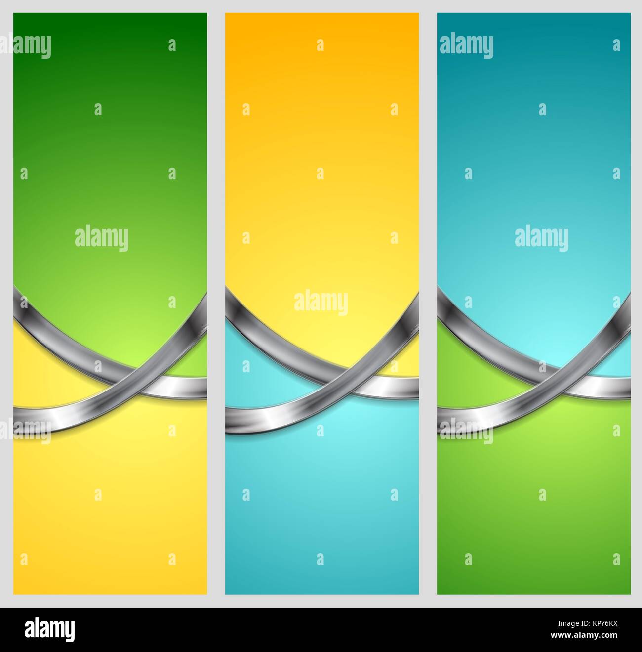 Bright abstract tech vertical banners with metal waves Stock Photo - Alamy