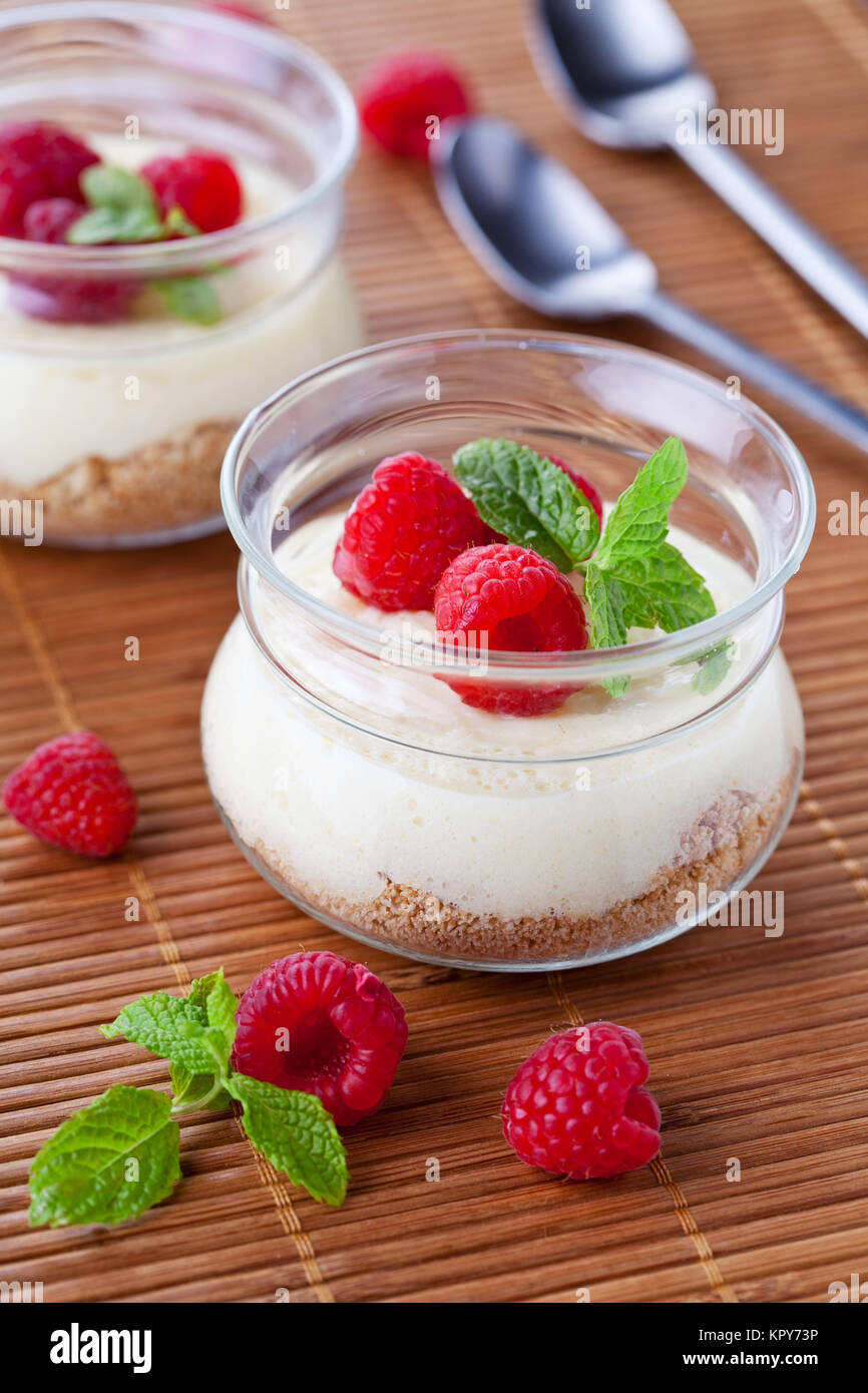 Cups Of Raspberry Dessert Stock Photo - Alamy