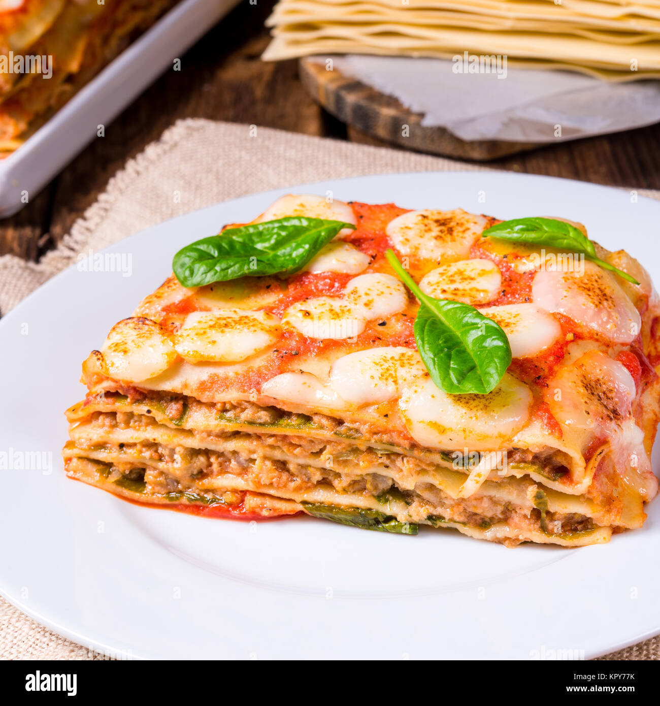Lasagna plates sauce hi-res stock photography and images - Alamy