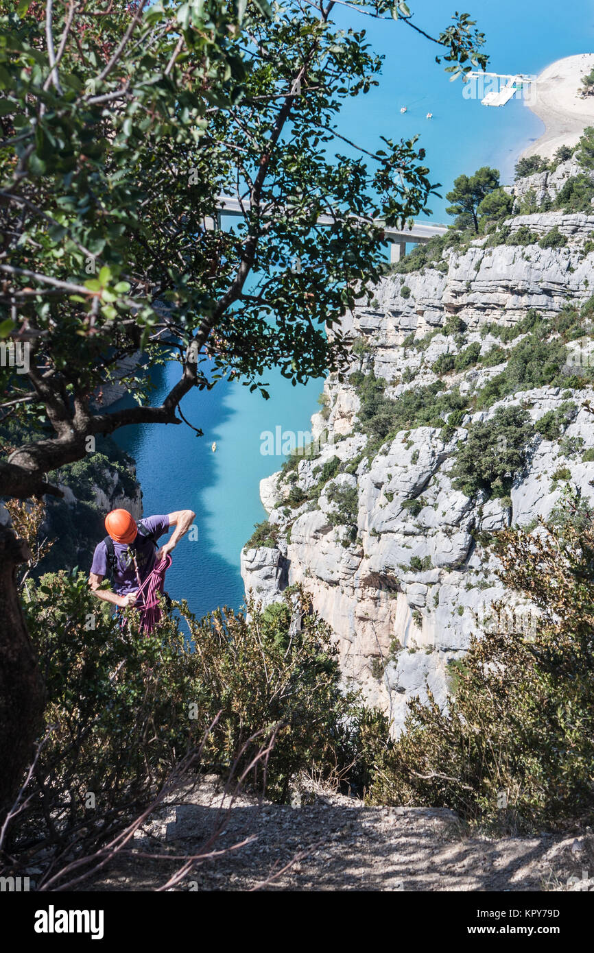 Brave rock-climber in a Verdon Gorge, Provence, France Stock Photo - Alamy