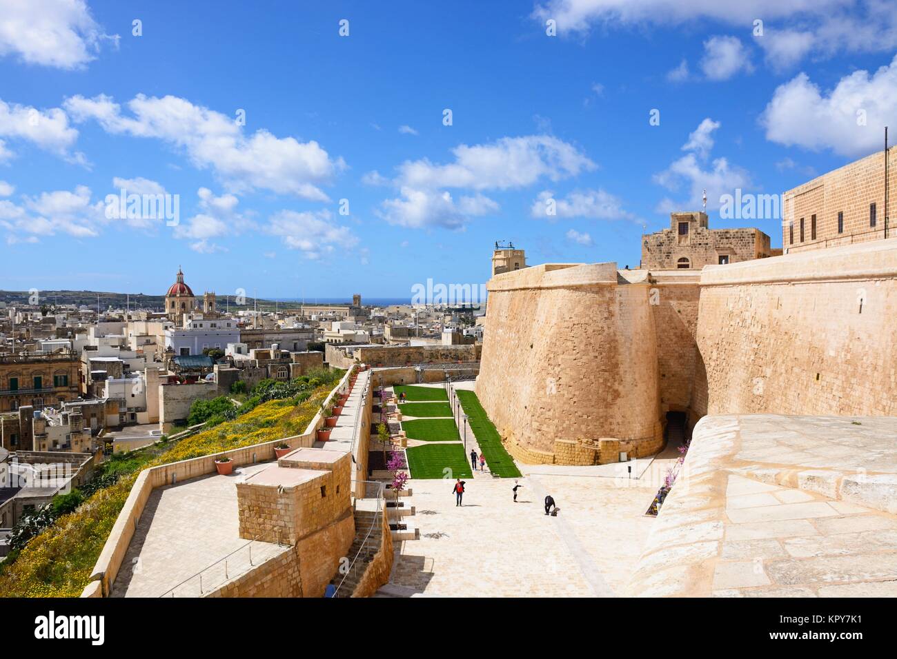 Fortified buildings and landscaped gardens of the old moat within the ...