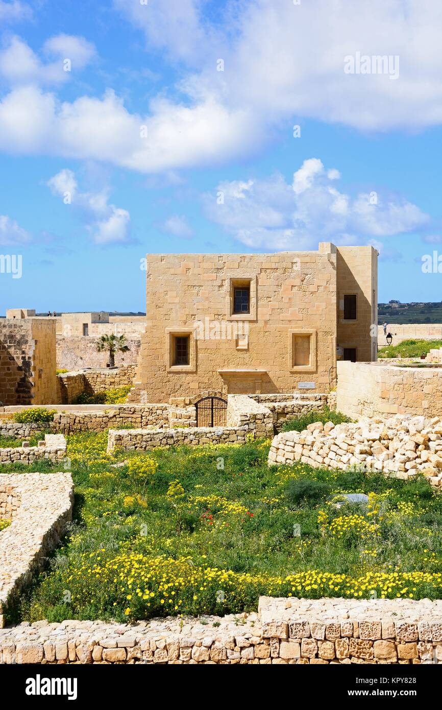 View of the buildings and wall ruins within the citadel, Victoria ...
