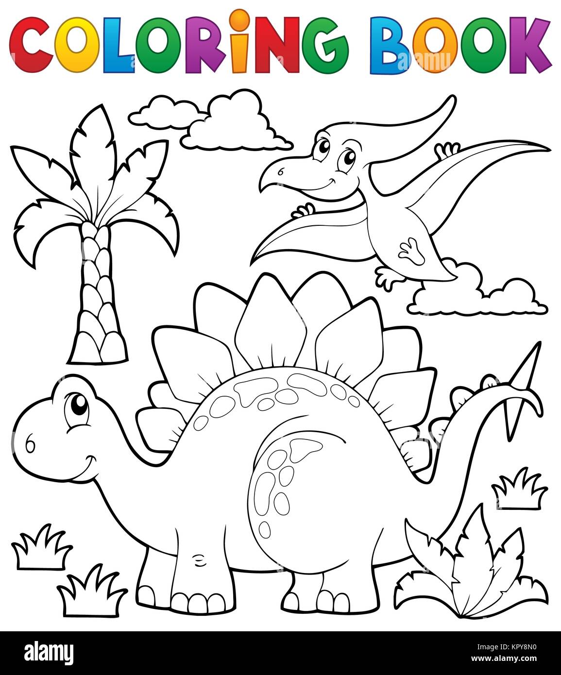 Coloring book dinosaur theme 1 Stock Photo - Alamy