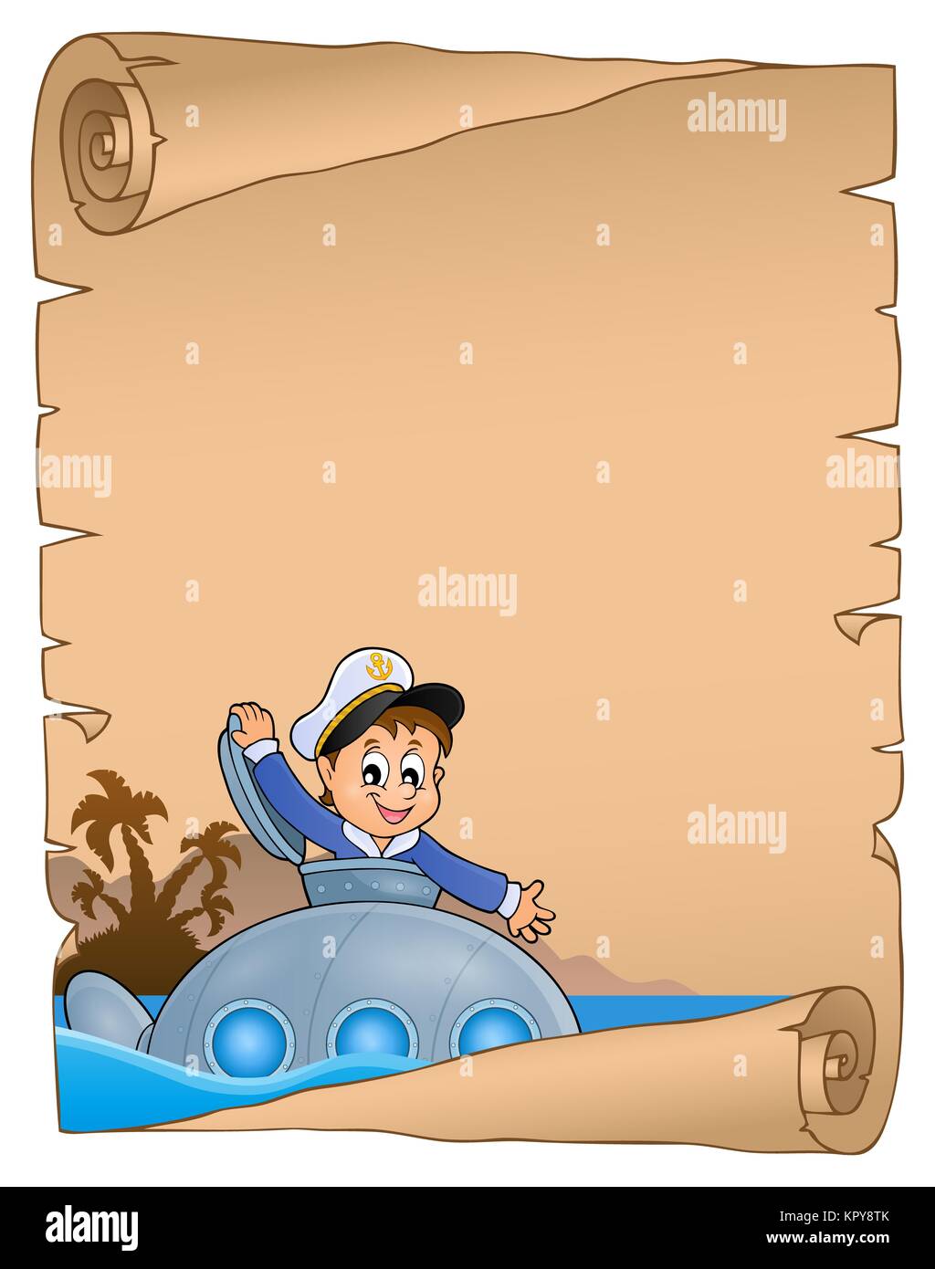Stylized parchment with submarine theme Stock Photo - Alamy