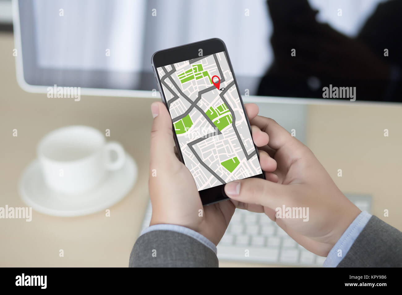 GPS Map to Route Destination network connection Location Street Map ...