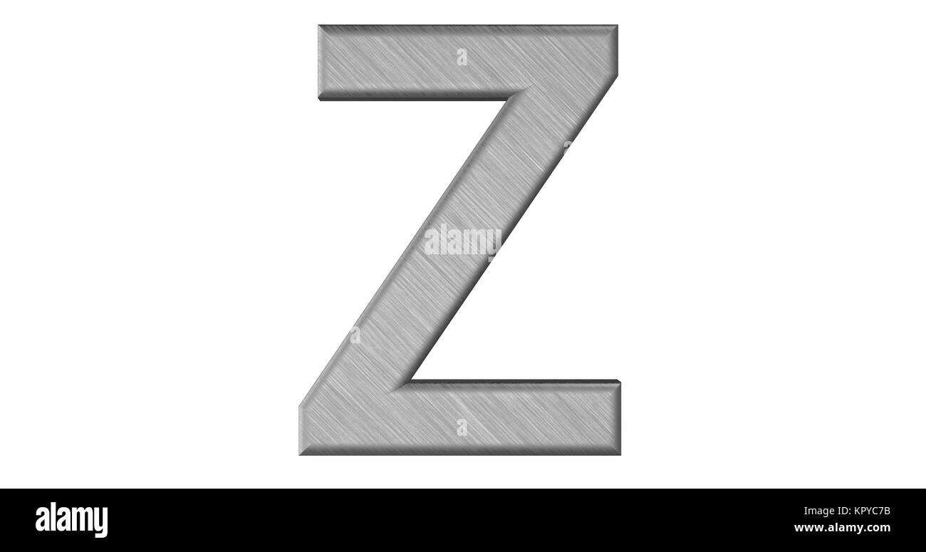 The 3d rendering of the letter 0 in brushed metal on a white isolated ...