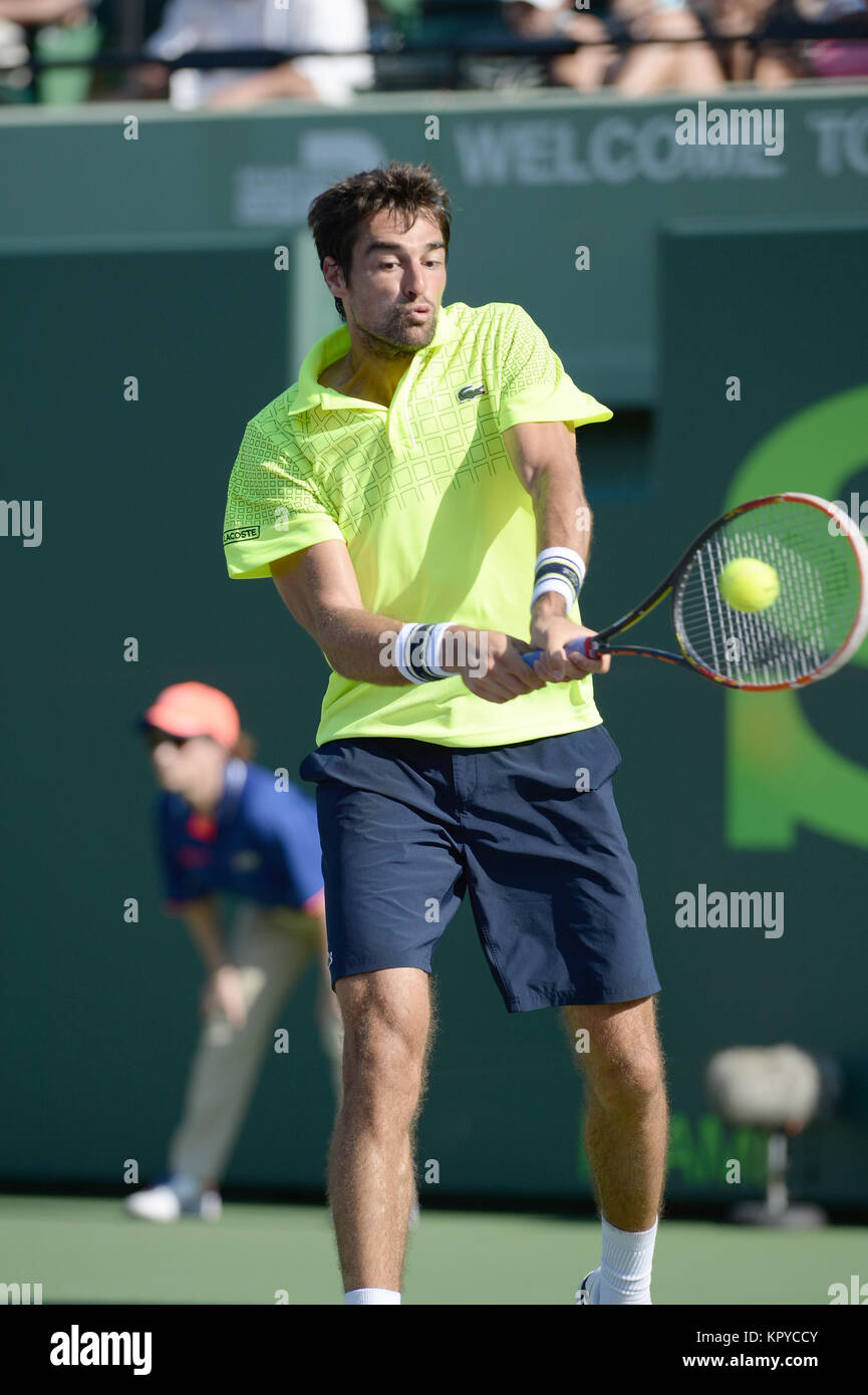 KEY BISCAYNE, FL - MARCH 21: Novak Djokovic of Serbia defeats Jeremy ...