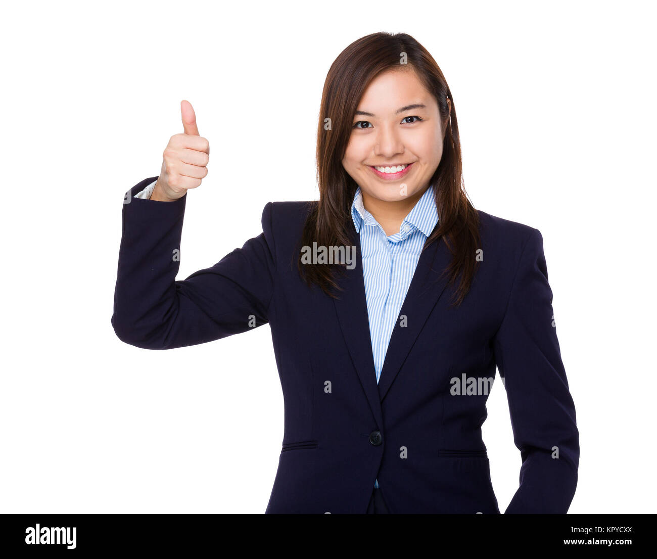Laughing asian woman showing thumb hi-res stock photography and images ...