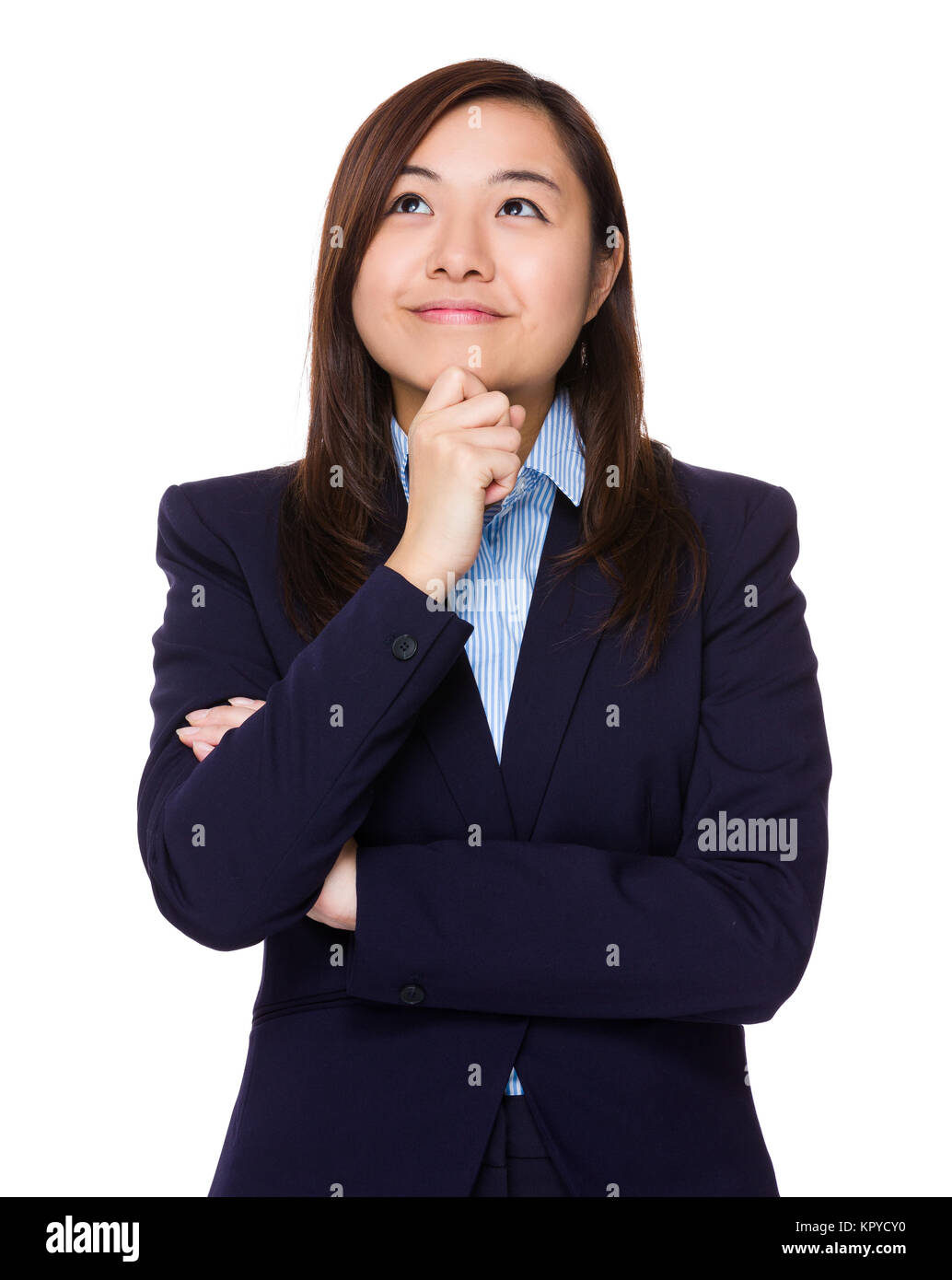 Asian Businesswoman think of the idea Stock Photo - Alamy