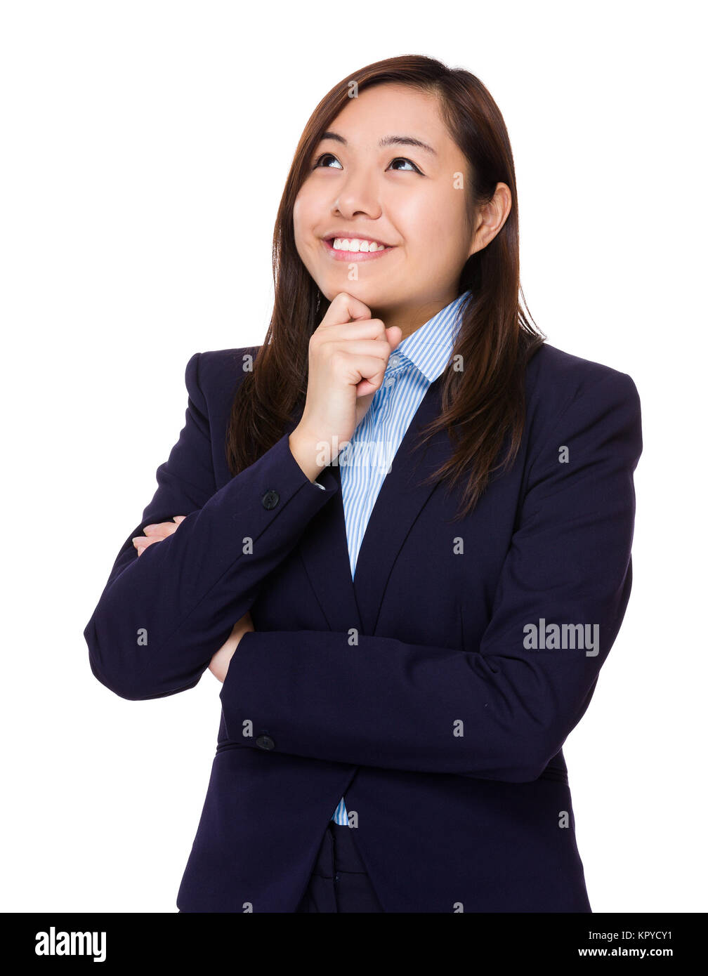 Asian Businesswoman think of the idea Stock Photo - Alamy