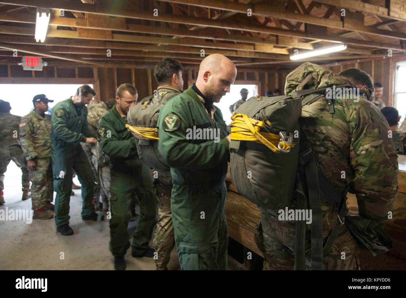 U.S. Army paratroopers receive jumpmaster personnel inspection during ...