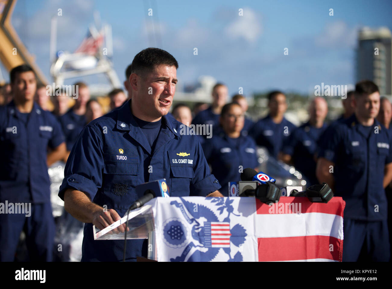 Cmdr. Michael Turdo, commanding officer of the Coast Guard Cutter ...