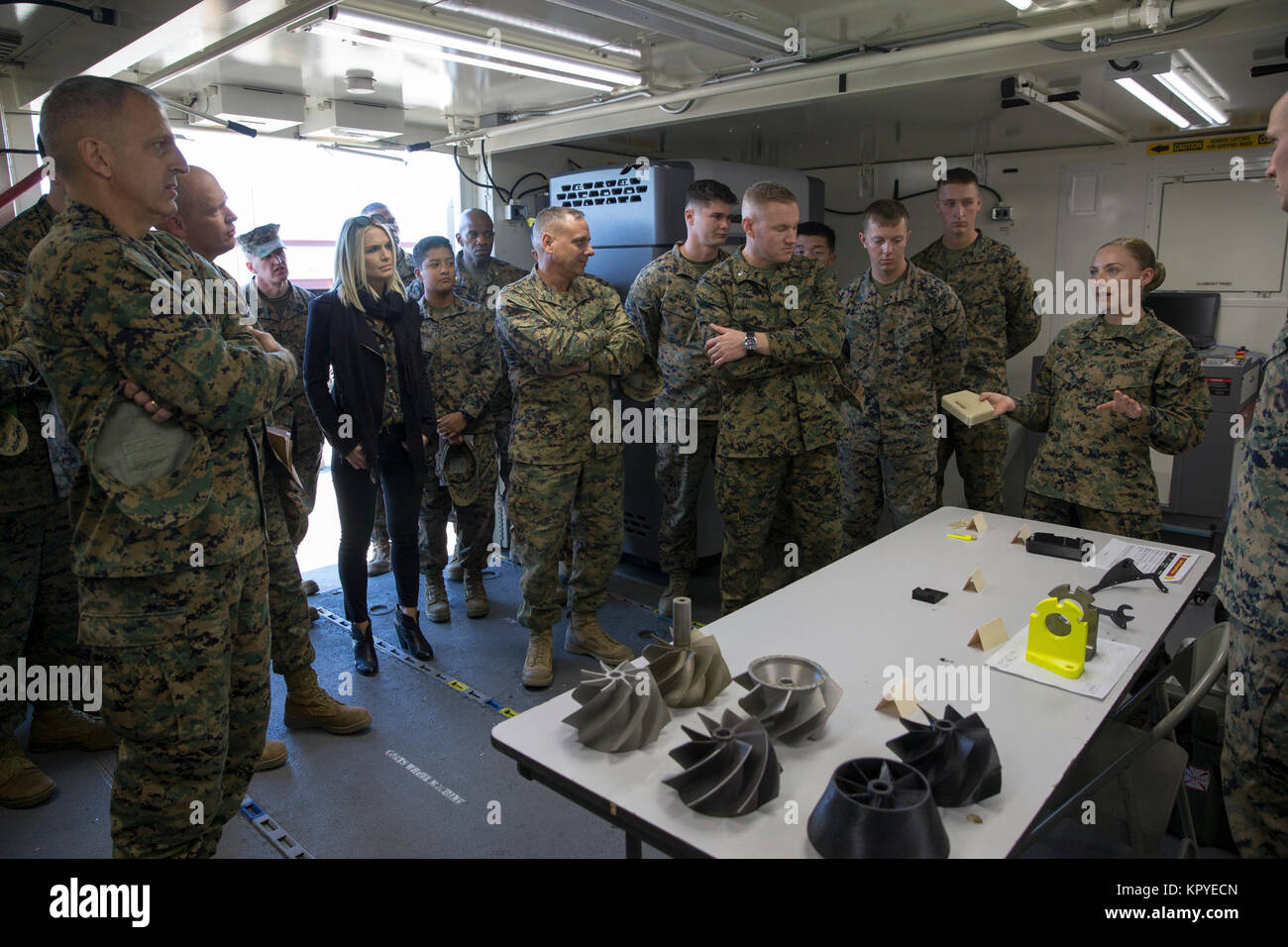 U.S. Marines with 1st Maintenance Battalion speak to Lt. Gen. Michael ...