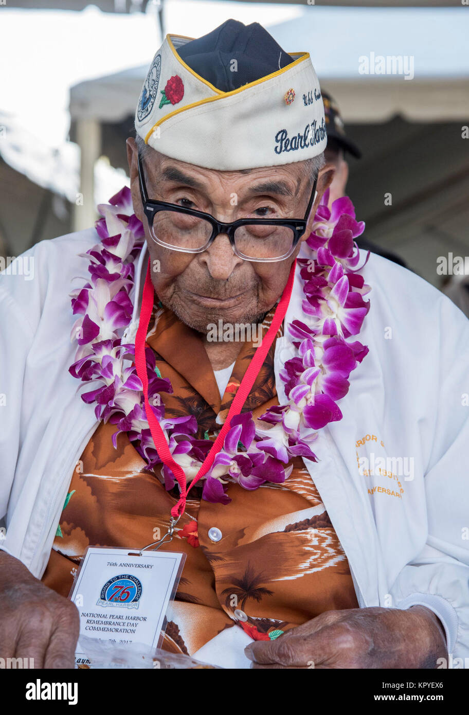 PEARL HARBOR (Dec. 7, 2017) Ray Chavez, a Pearl Harbor survivor, poses ...