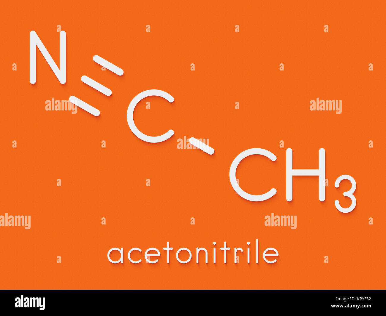 Acetonitrile chemical solvent molecule. Skeletal formula Stock Photo ...