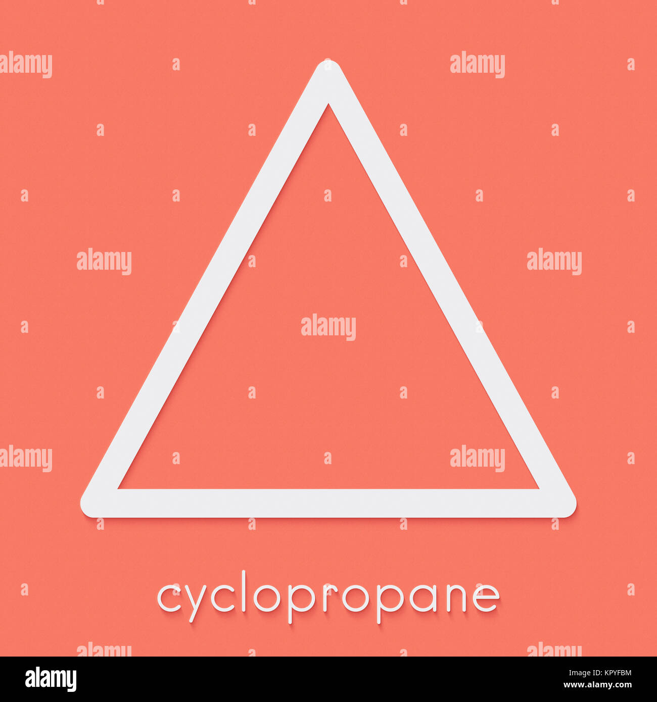 Cyclopropane cycloalkane molecule. Used as anaesthetic. Skeletal ...