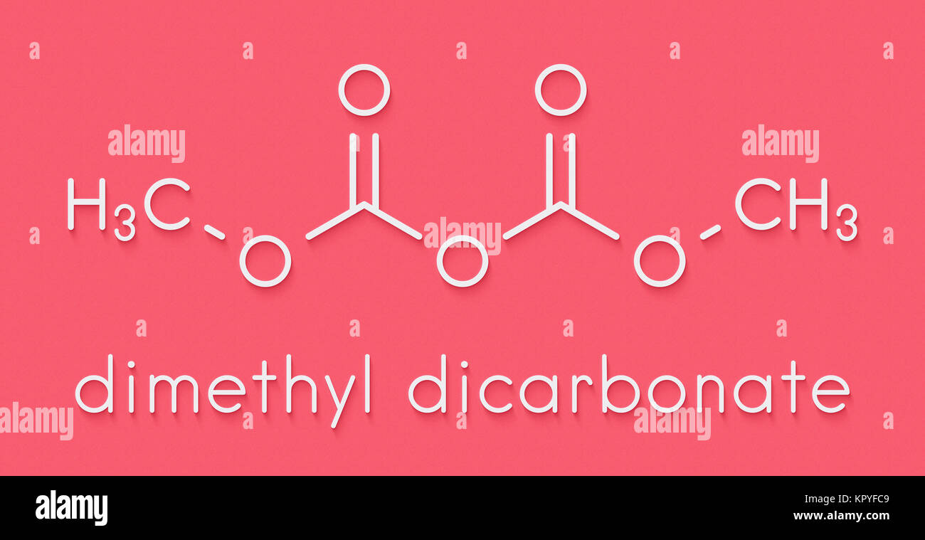 Dimethyl dicarbonate (DMDC) beverage preservative molecule. Additive ...