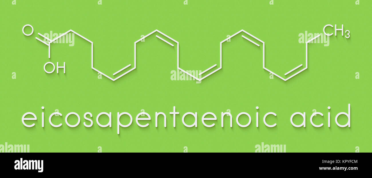 Eicasapentaenoic acid (EPA, timnodonic acid) molecule. Polyunsaturated ...