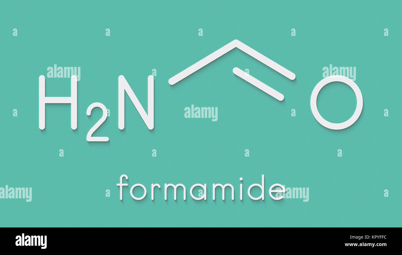 Formamide (methanamide) solvent molecule. Solution in water known as ...