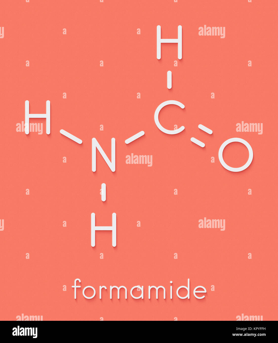 Formamide (methanamide) solvent molecule. Solution in water known as ...