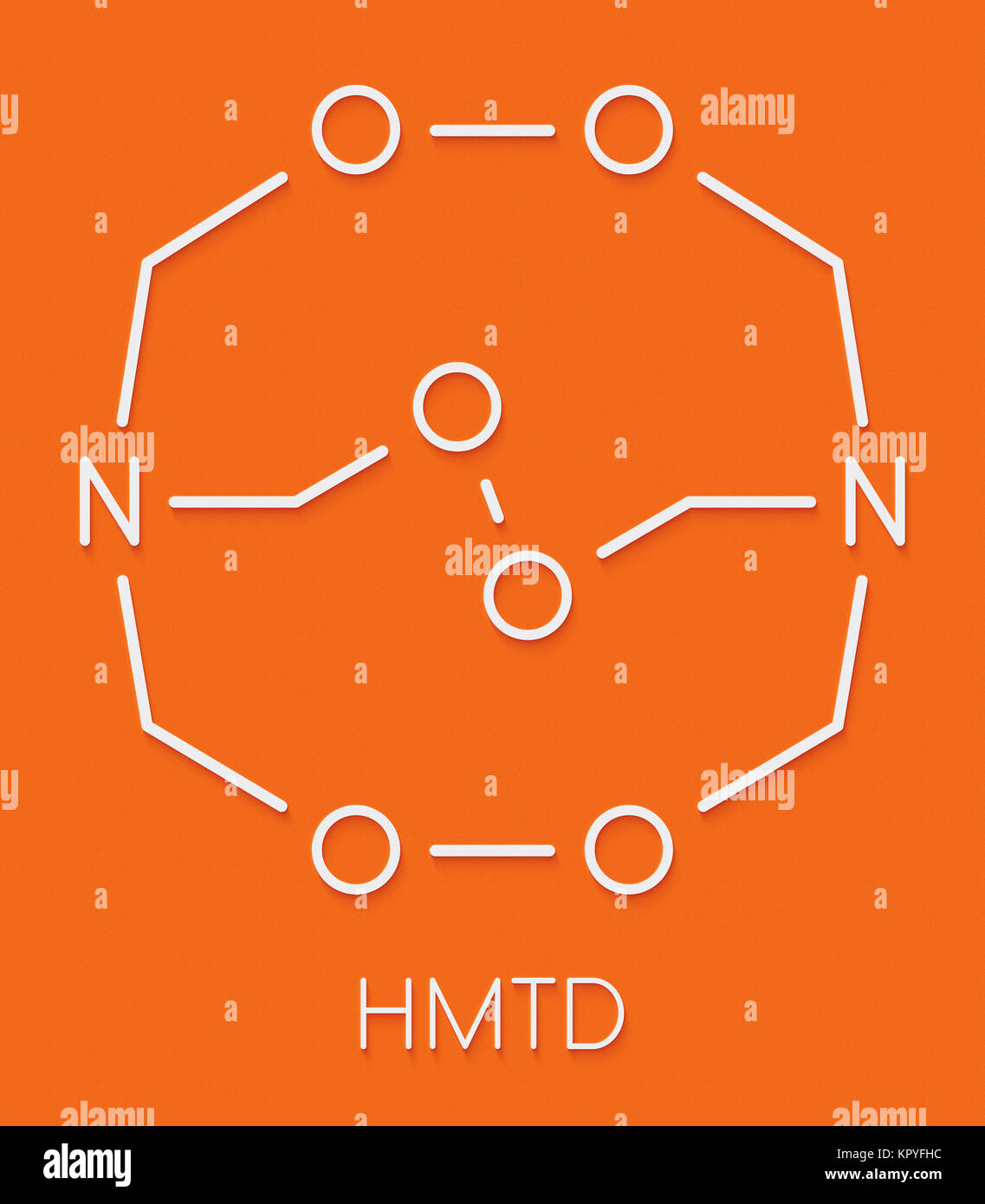Hexamethylene triperoxide diamine (HMTD) explosive molecule. Skeletal ...